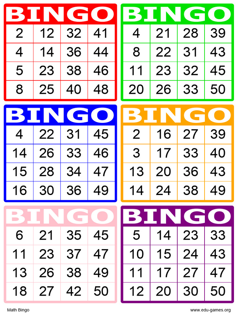Math Bingo Printable PDF | PDF