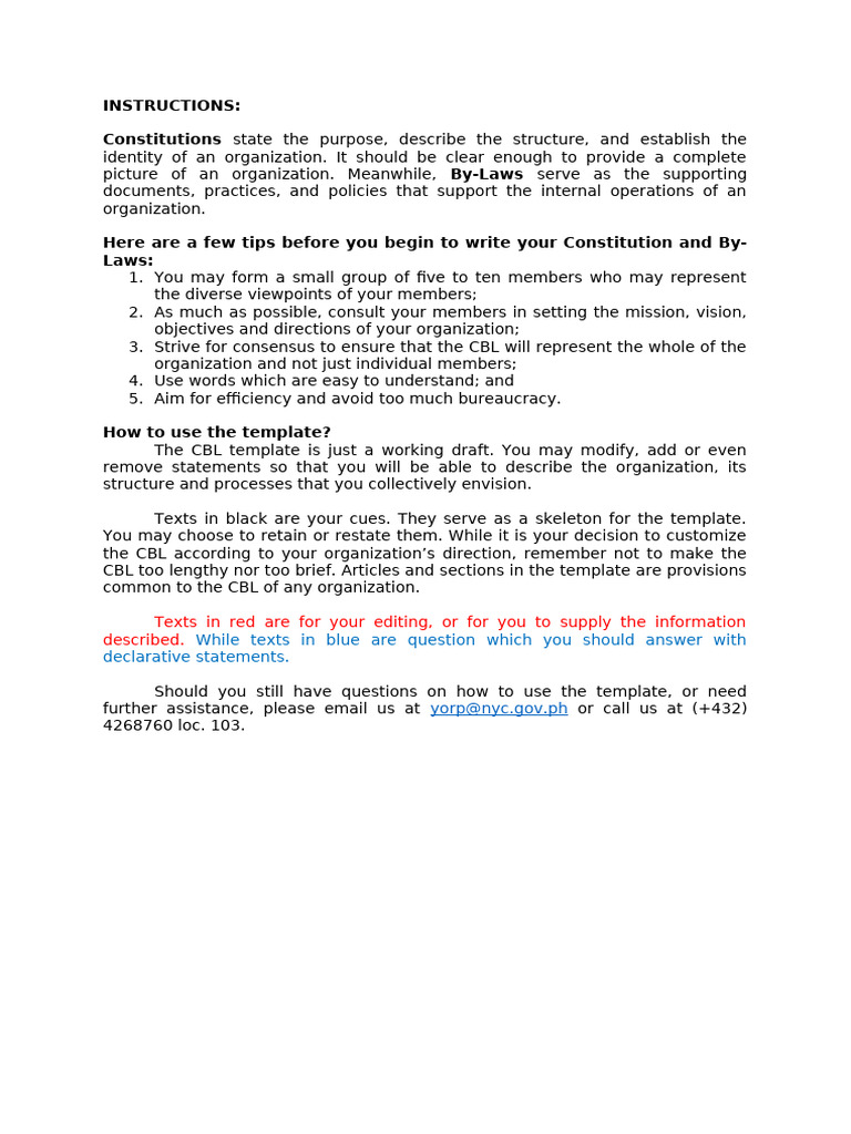 Constitution and by Laws TEMPLATE | PDF | Board Of Directors ...