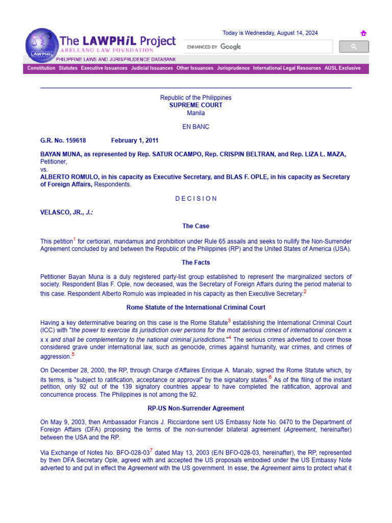 Bayan Muna v. Romulo | PDF