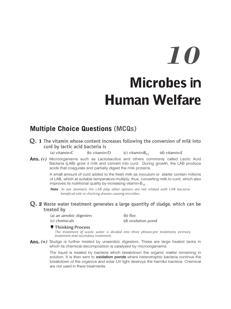 Microbes in Human Welfare Exemplar Solution | PDF