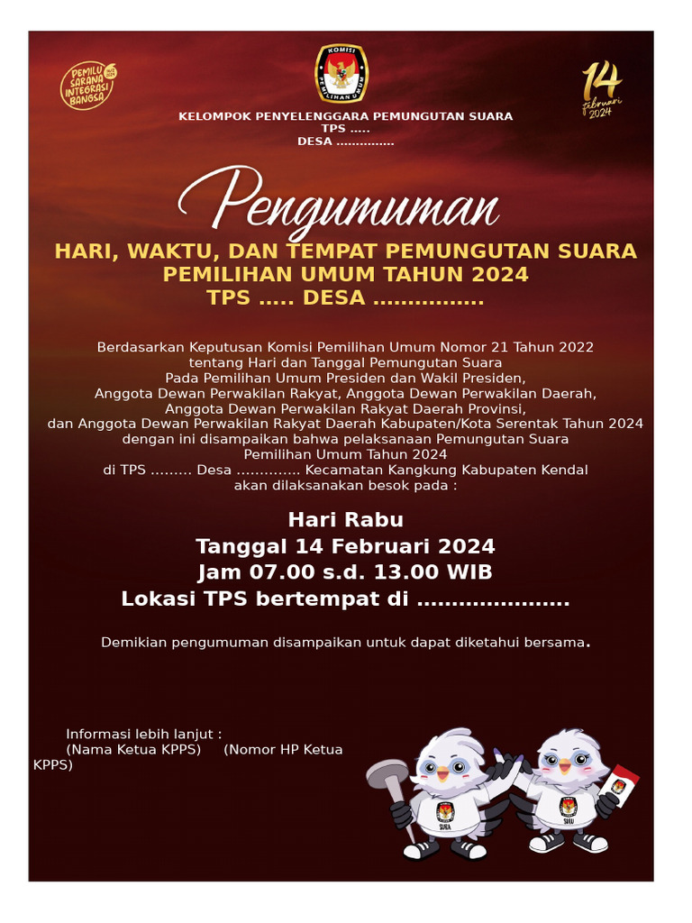 Contoh Pengumuman KPPS | PDF