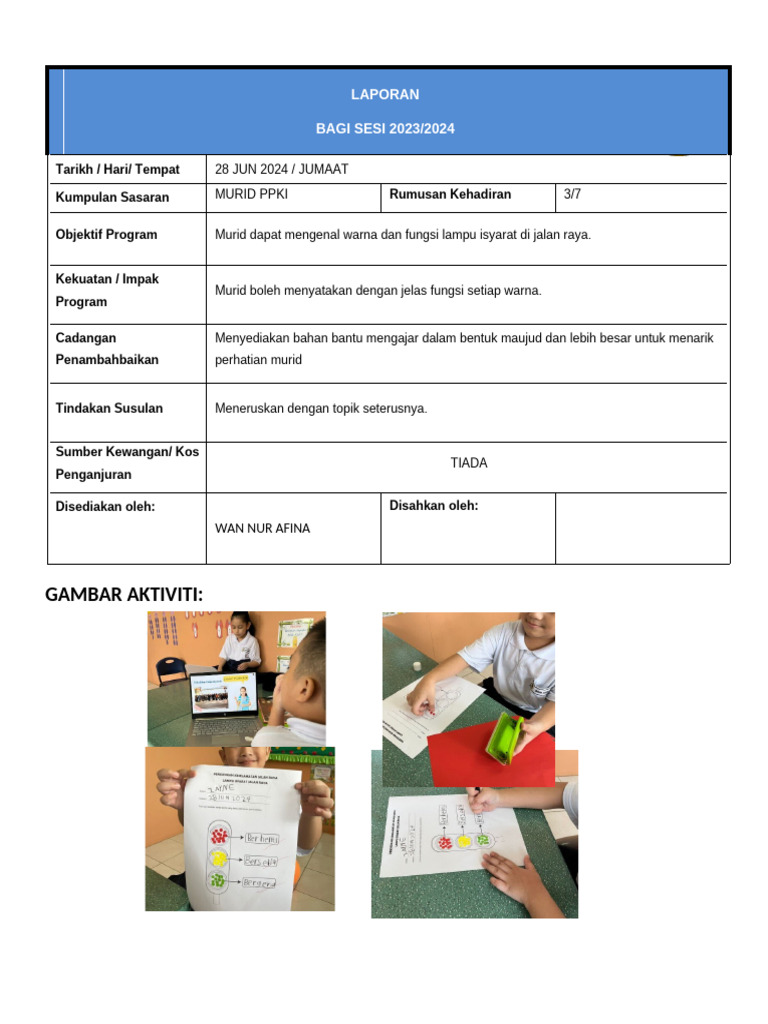 Opr - One Page Report PKJR | PDF