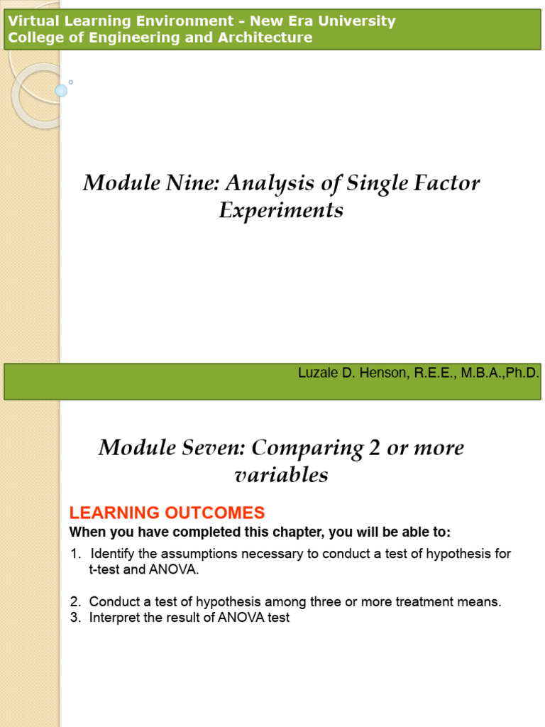 9analysis of Single Factor Experiments | PDF