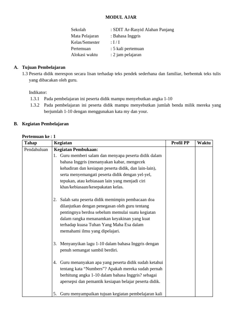 Modul Ajar TP 1.3 | PDF