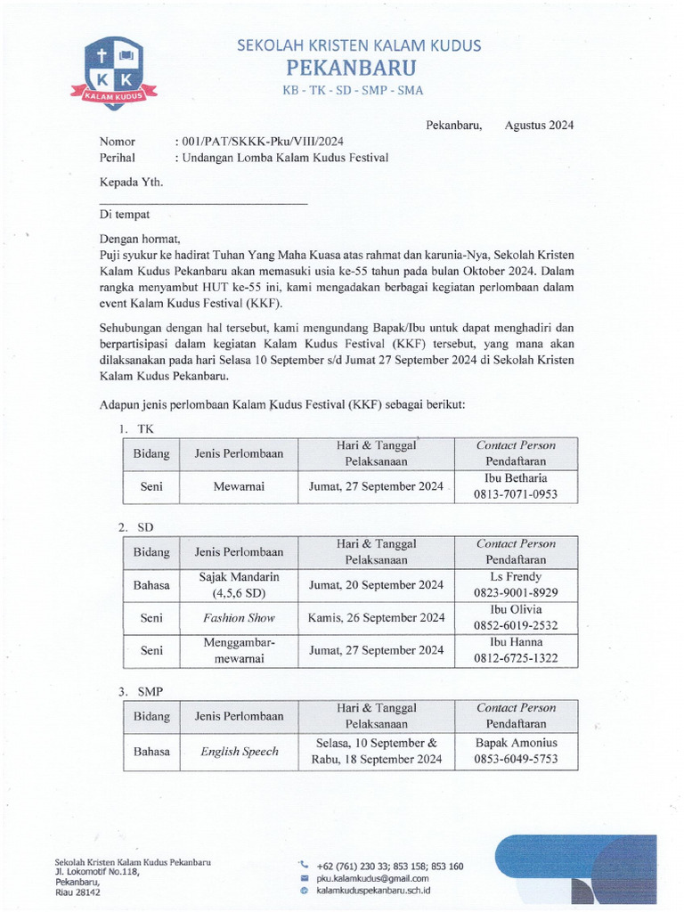 Surat Undangan KKF Sma | PDF
