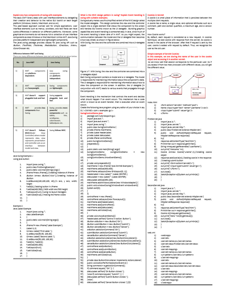 Java Swing Components Explained | PDF | Class (Computer Programming) | Method (Computer Programming)