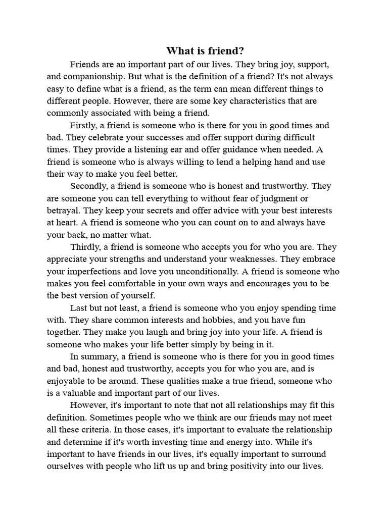 The Definition of A Friend | PDF