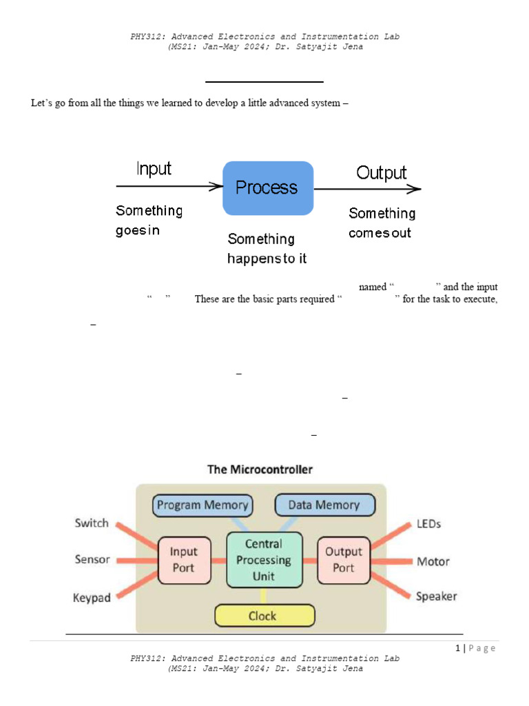 Microcontroller: Processor I/O Conceptually | PDF