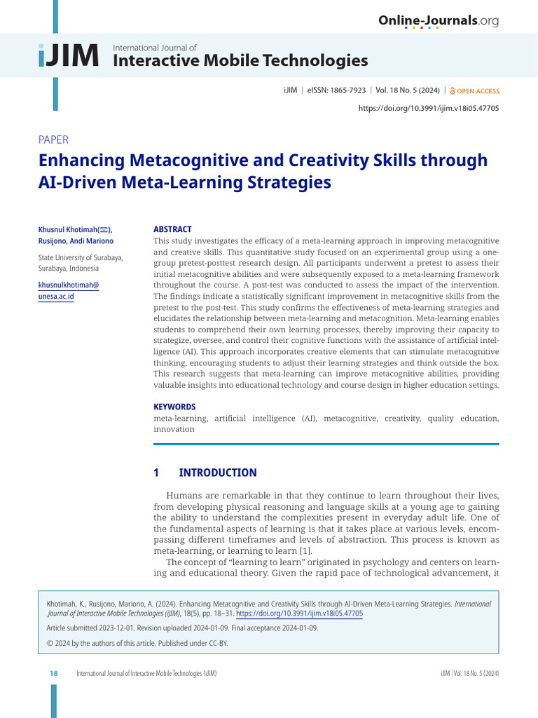Khusnul Khotimah 等 - 2024 - Enhancing Metacognitive and Creativity ...