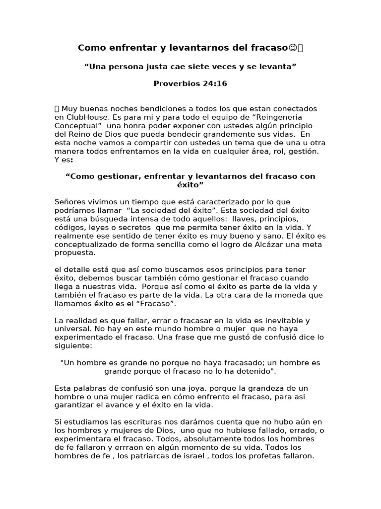 Como enfrentar el fracaso, ClubHouse ? | PDF