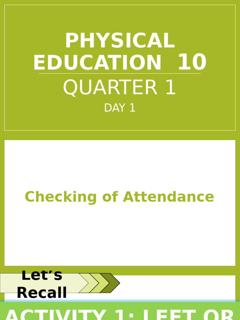 PE 10-Day 1 | PDF