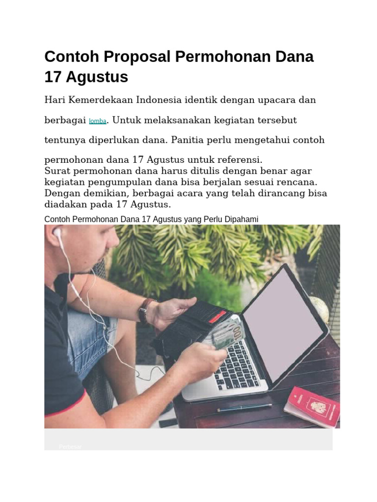 Contoh Proposal Permohonan Dana 17 Agustus | PDF