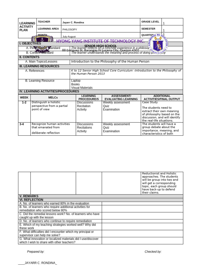 LEARNING-PLAN-FORMAT | PDF
