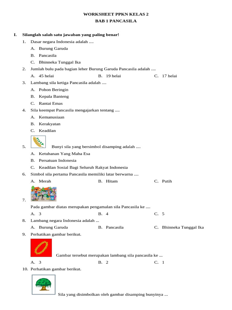 Worksheet PPKN Kelas 2 | PDF