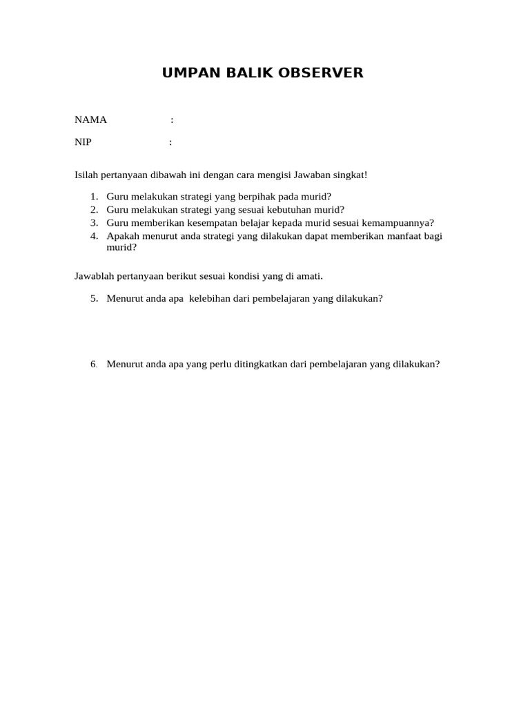 Umpan Balik Observer | PDF