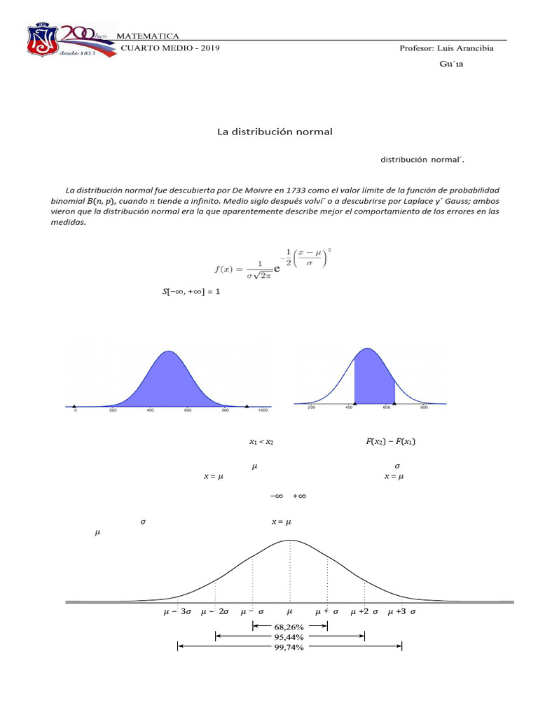 4° Matemática Distribución Normal | PDF | Distribución normal | Métodos ...