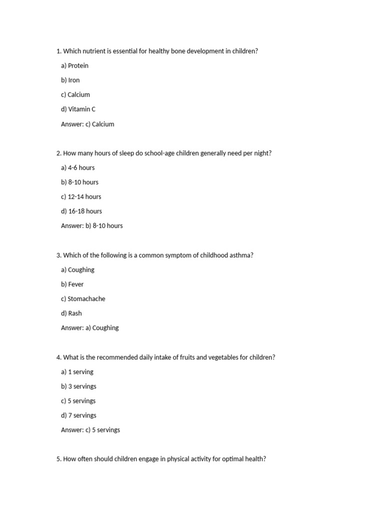 Kids Health Quiz: Essential Facts | PDF | Measles | Influenza