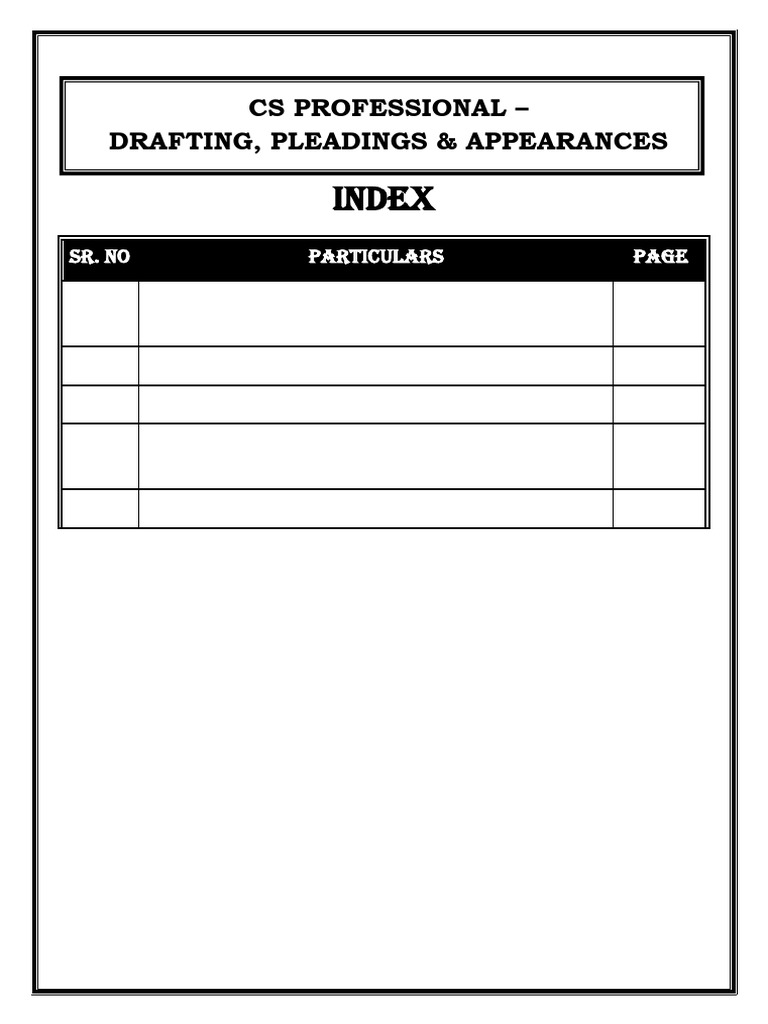 Drafting, Pleadings & Appearances- Index | PDF Drafting, Pleadings & Appearances- Index | PDF