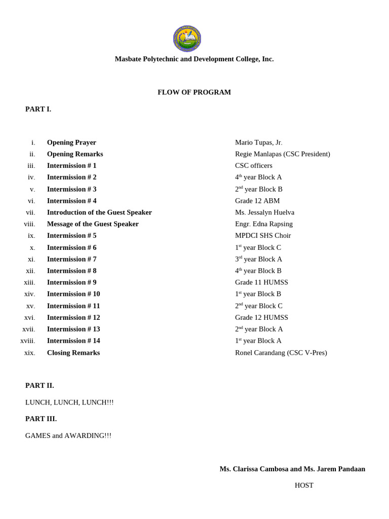 Flow of Program in Acquaintance Party | PDF