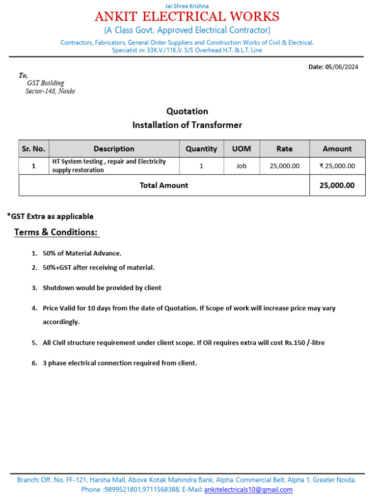 Quotation To GST Building - 02 | PDF