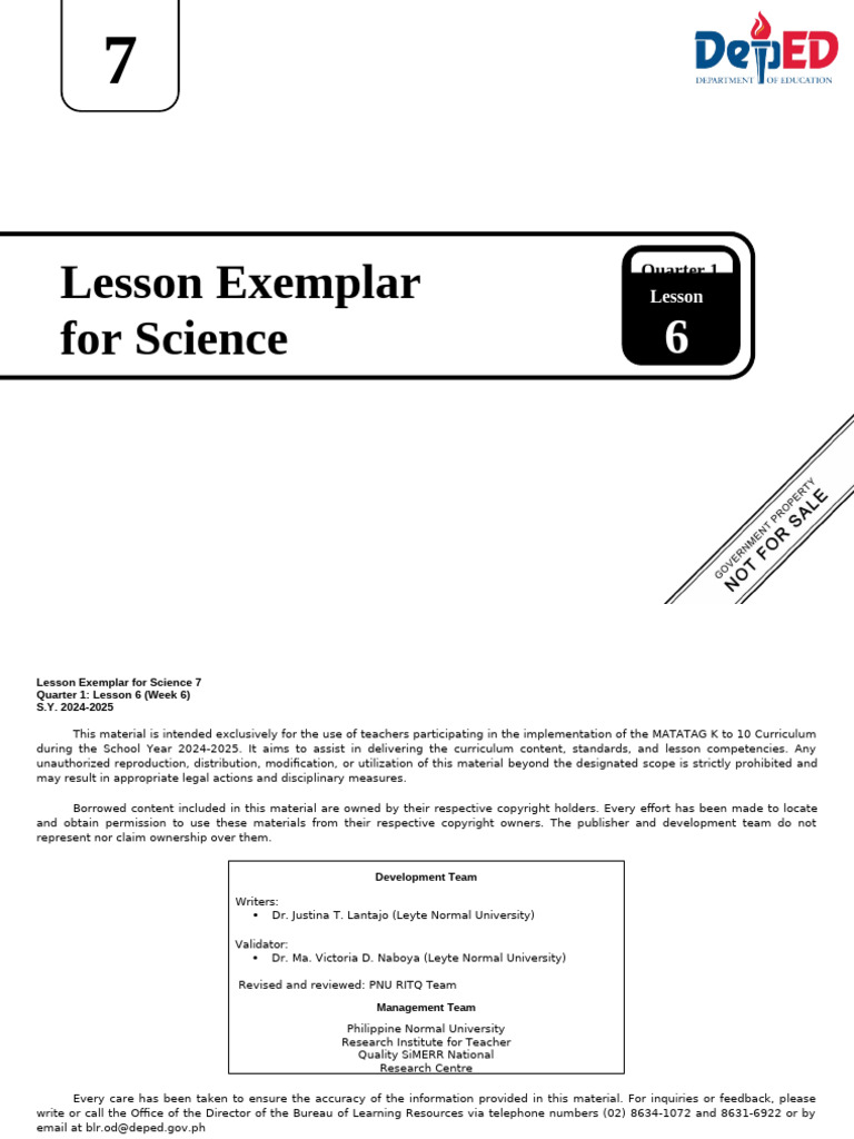 Q1 - LE - Science 7 - Lesson 6 - Week 6 | PDF