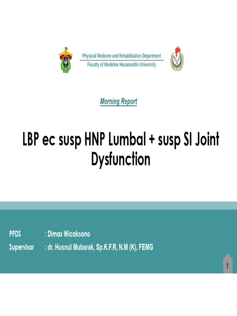 MR - LBP - Ec - Susp HNP Lumbalis+Susp SI Joint Dysfunction - DMS | PDF