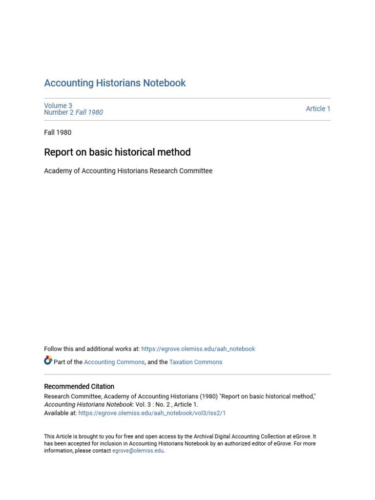 Report On Basic Historical Method | PDF