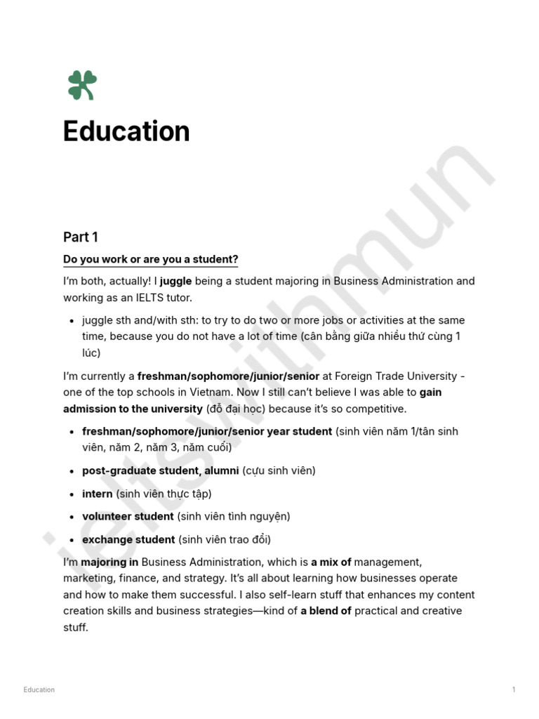 SPEAKING Education Ieltswithmun | PDF