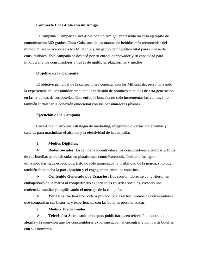 Comparte Coca Cola - Conclusion C2 | PDF