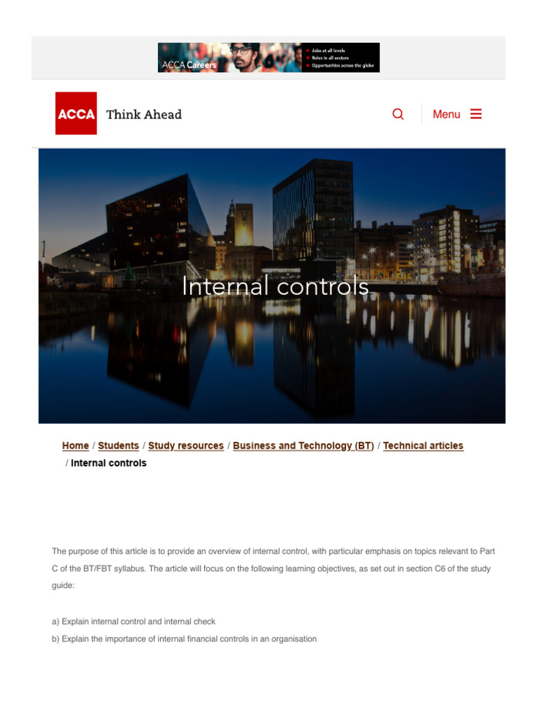 Internal Controls ACCA Qualification Students ACCA Global | PDF