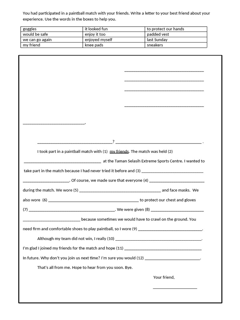 informal letter exercise | PDF