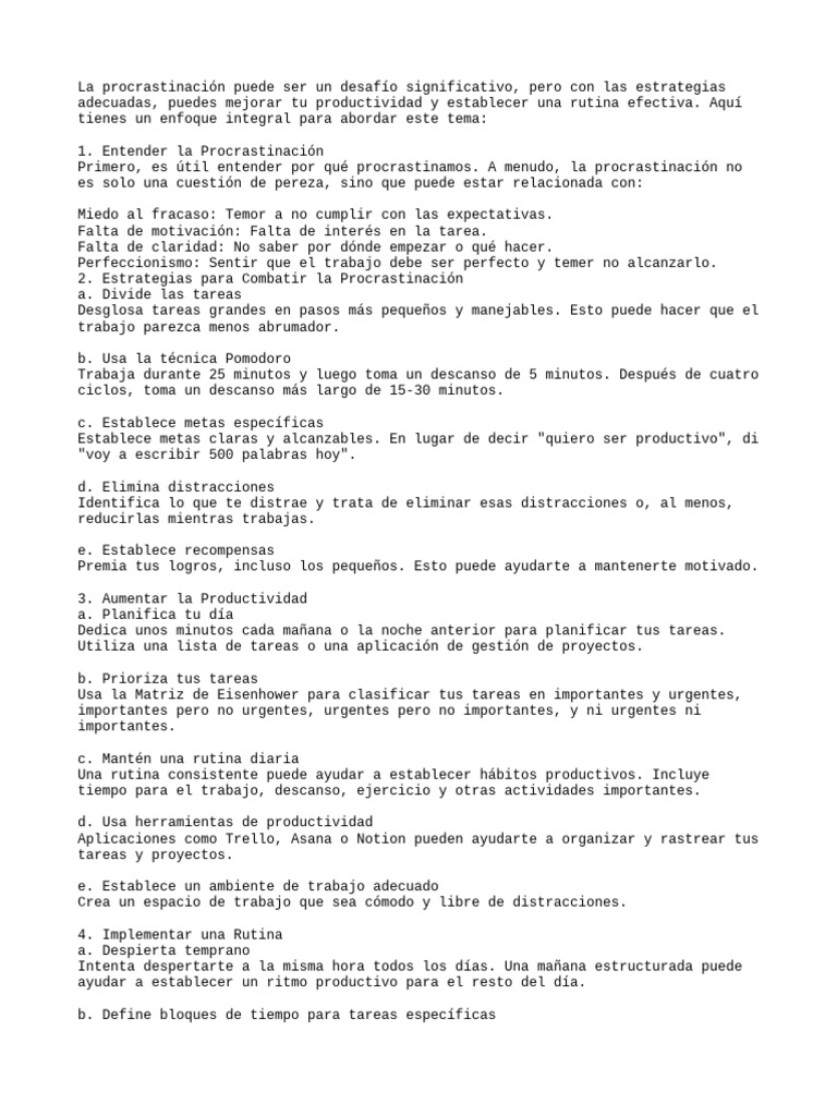 Procrastinacion Tareas Planes | PDF