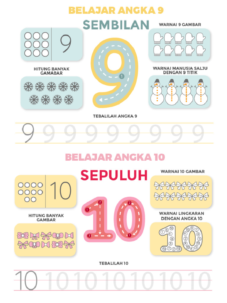 Worksheet Session 1 (Angka) - Work 1-10 | PDF