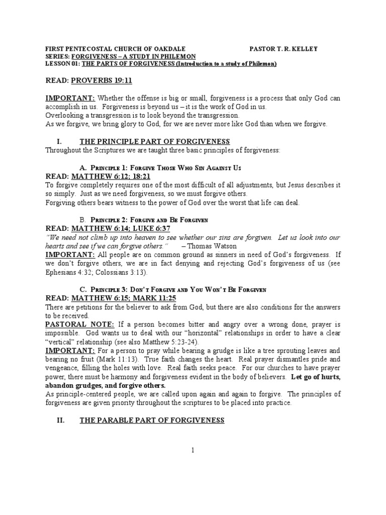 Forgiveness Principles in Philemon Study | PDF | Epistle To Philemon ...