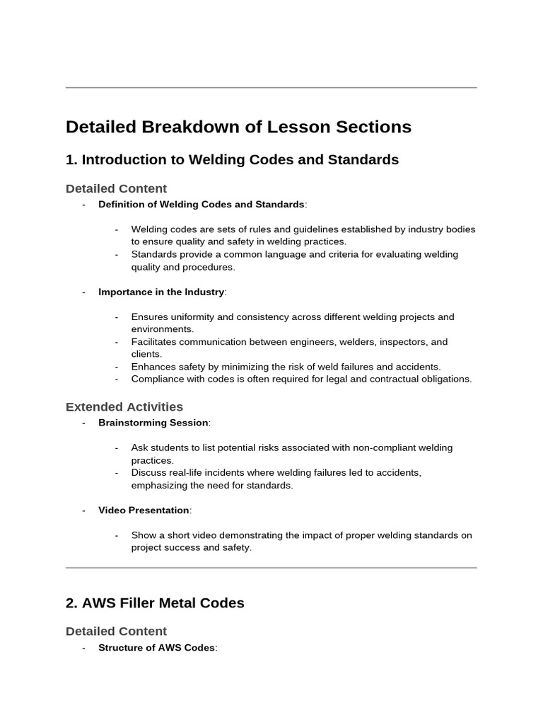 Lesson Plan - Welding Codes and Standards | PDF