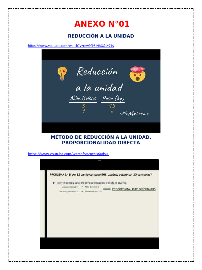UNIDAD 3 - ANEXOS SEM 3 - MATEMÁTICA 1° | PDF