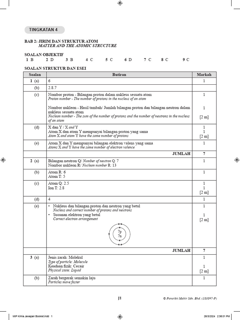 Jawapan MIP Kimia | PDF