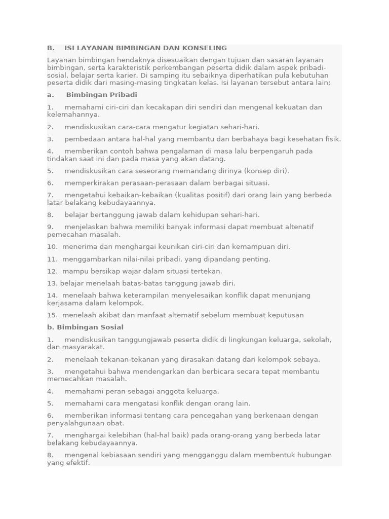 Isi Layanan BK SMP | PDF