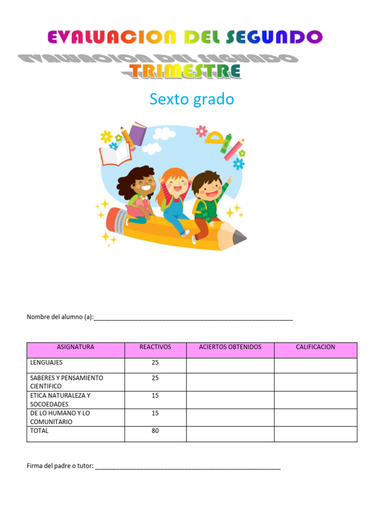 EXAMEN 6° SEGUNDO TRIMESTRE Completo | PDF