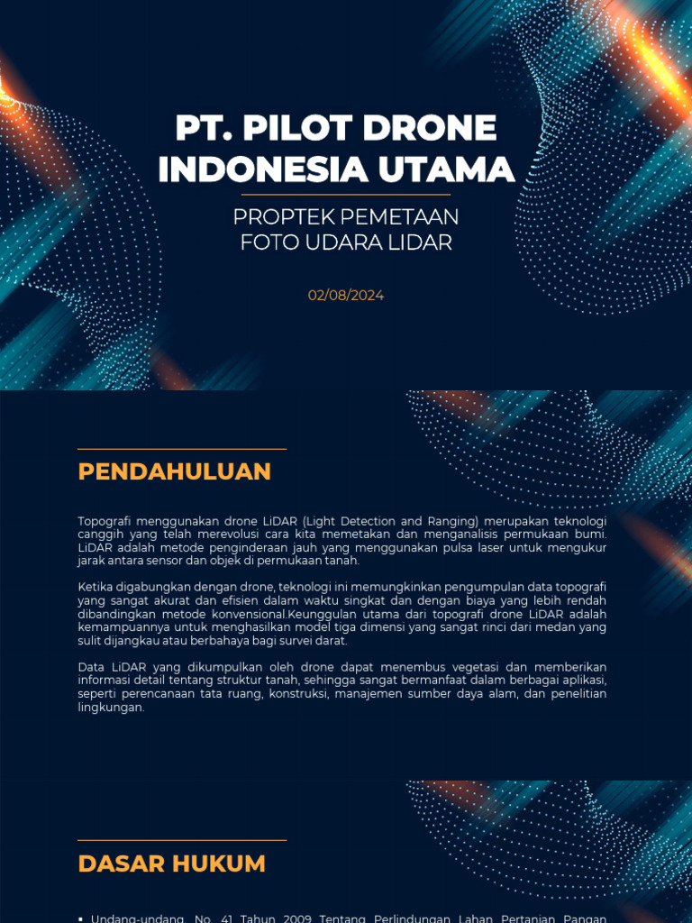 Presentasi Teknis Foto Udara Lidar Pt. Pilot Drone Indonesia Utama | PDF