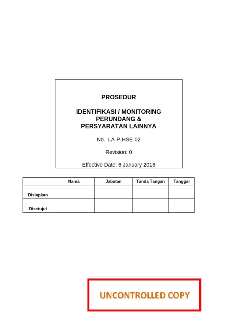 P - HSE - 02 Prosedur Identifikasi Perundangan | PDF