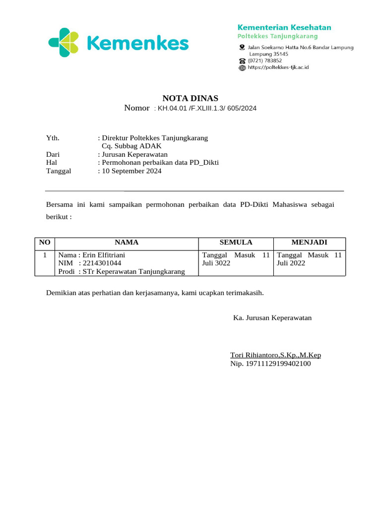 Nota Dinas | PDF