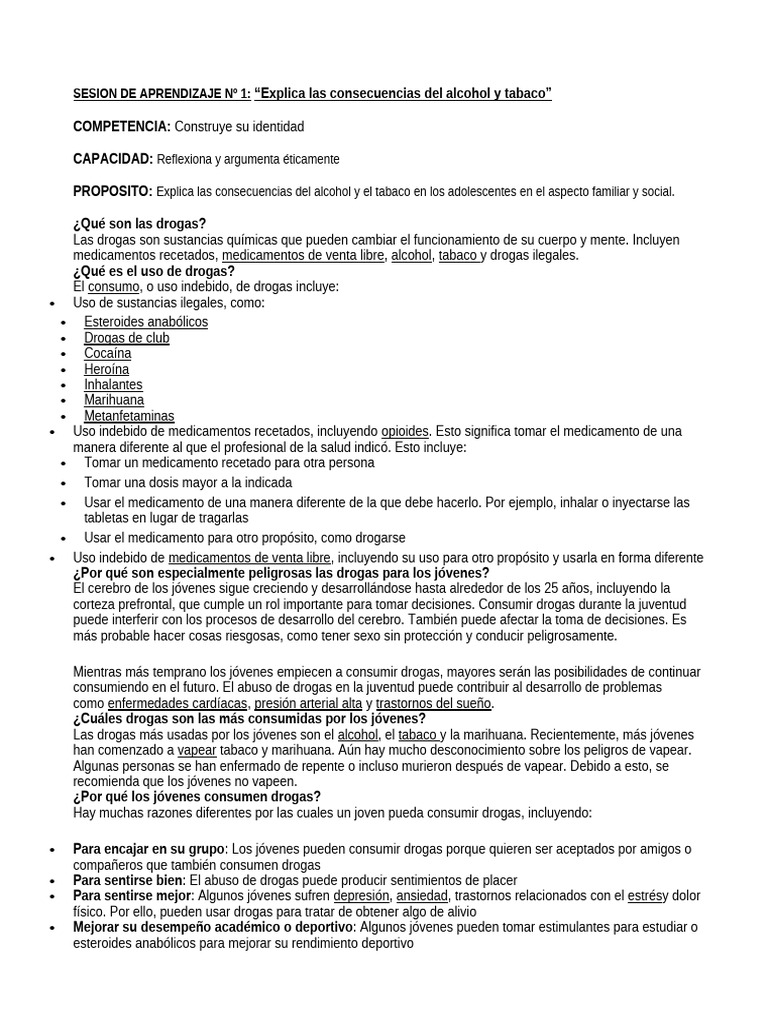 Actividad Drogas | PDF | Drogas | Estilo de vida