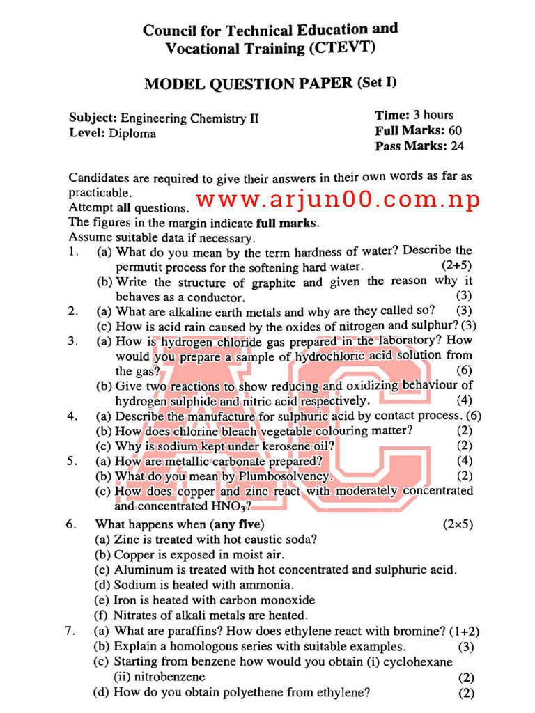 Engineering Chemistry Question Set-1 | PDF
