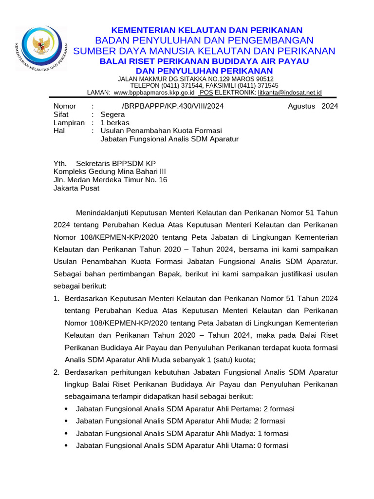 Usulan Penambahan Formasi JF Asdma | PDF