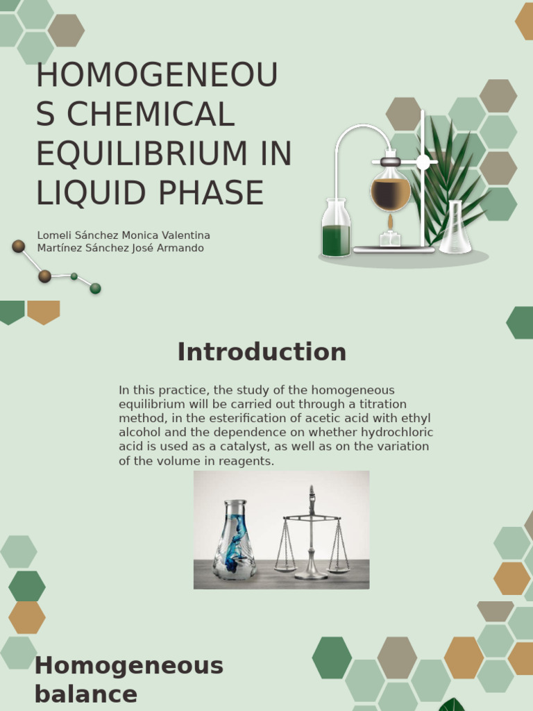 Equilibrio Quimico Homogeneo en Fase Liquida | PDF