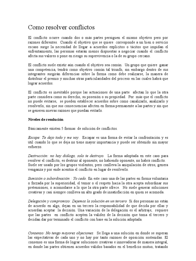 Cómo Resolver Conflictos | PDF
