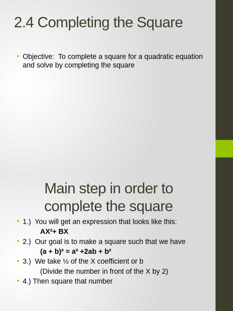 Completing the Square | PDF