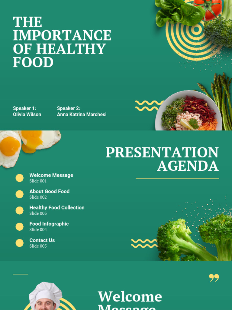 Green Yellow Healthy Food Presentation | PDF