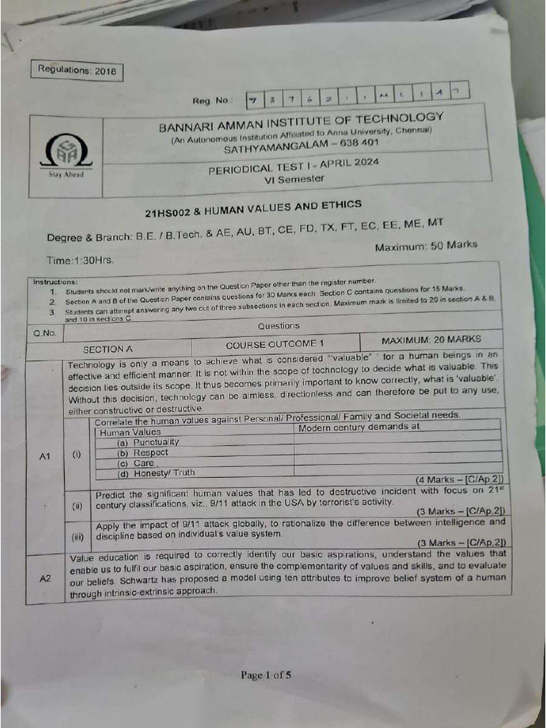 Humans Values PT-1 | PDF